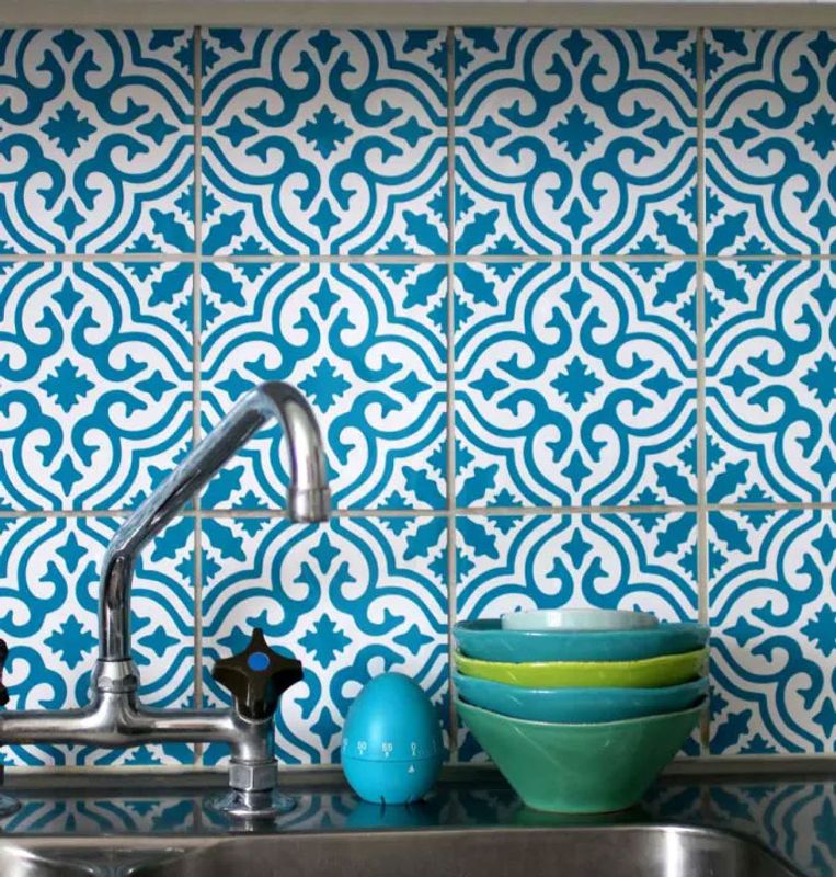 Köp kakeldekor 10x10cm turkos-vit | Marrakech | Broarne.se