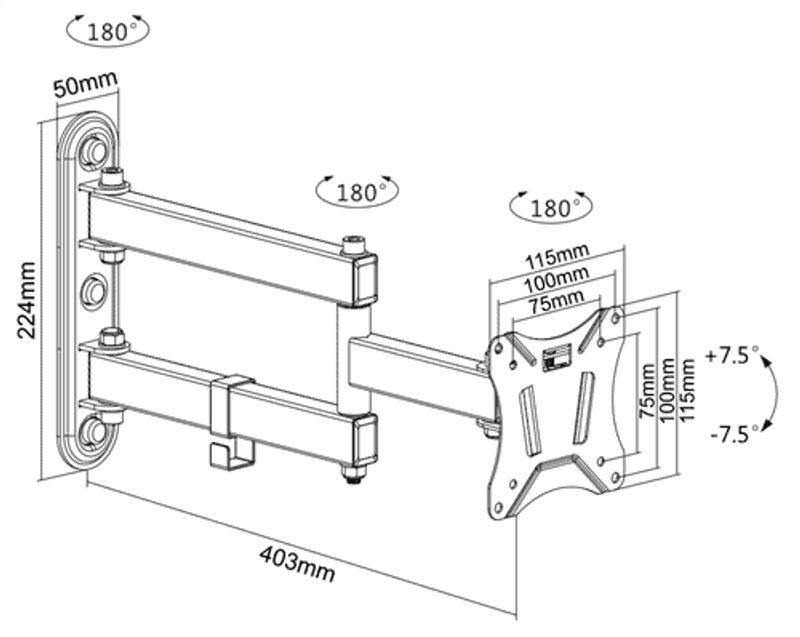 Monitorfäste arm VESA 75-100 Ledad arm