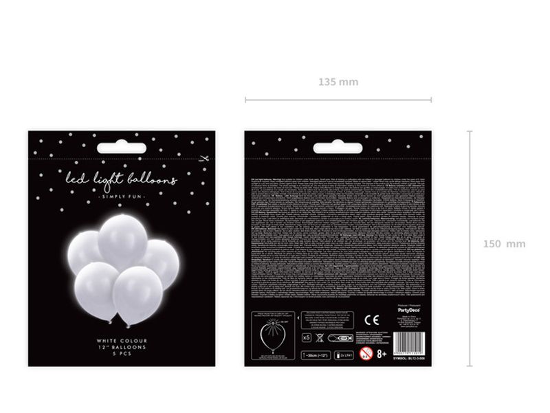 LED Ballong, vit, 5-pack