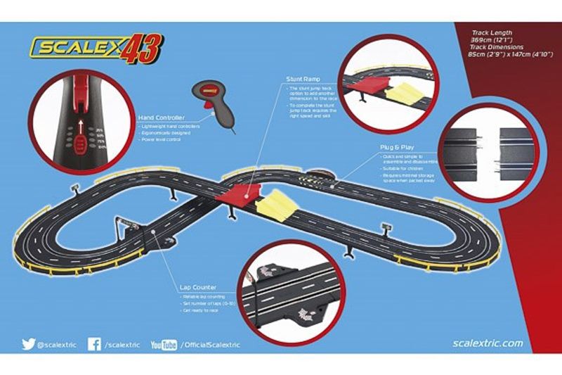 Scalextric Komplett radiostyrd bilbana i skala 1:43 med 2 bilar