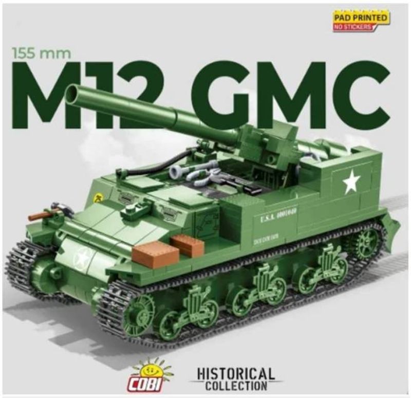 COBI US Army M12 GMC WW2 självgående tungt artilleri kanon