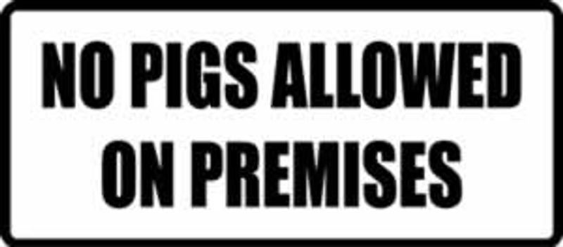 "NO PIGS ALLOWED..." 200x88mm