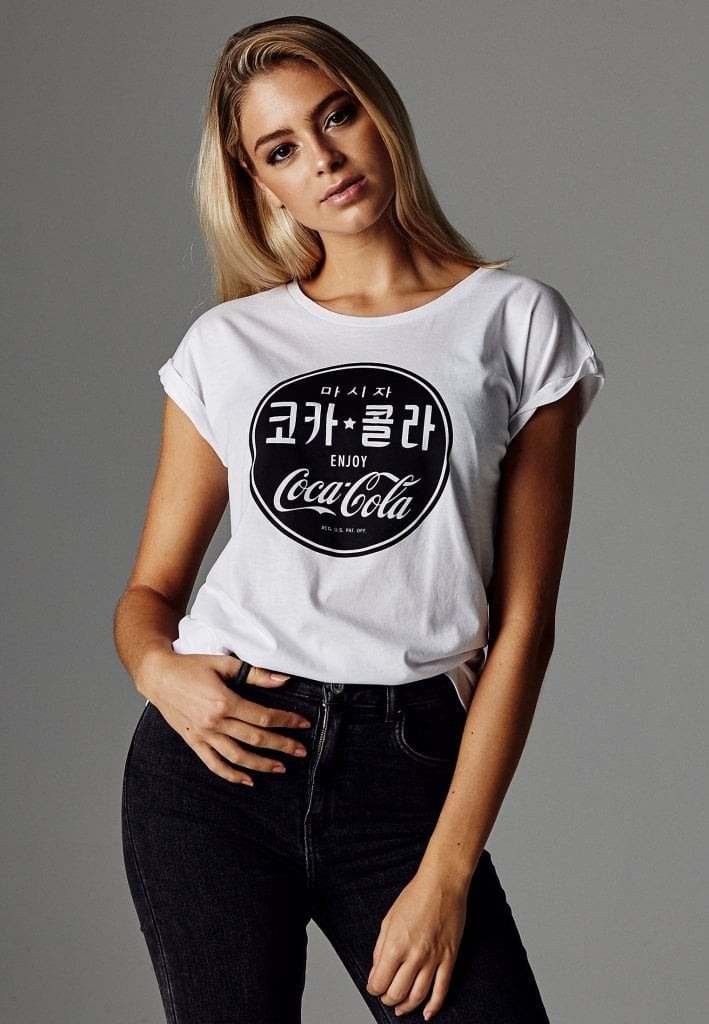 Ladies top with Coca Cola print