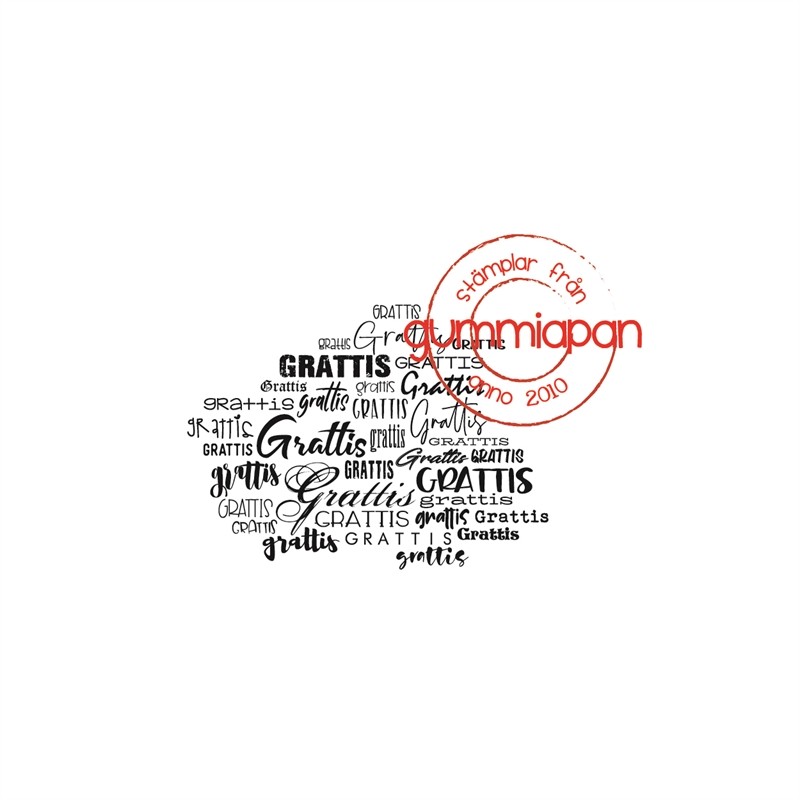 Gummiapan - omonterad gummistämpel - Grattis Bakgrund 2002012