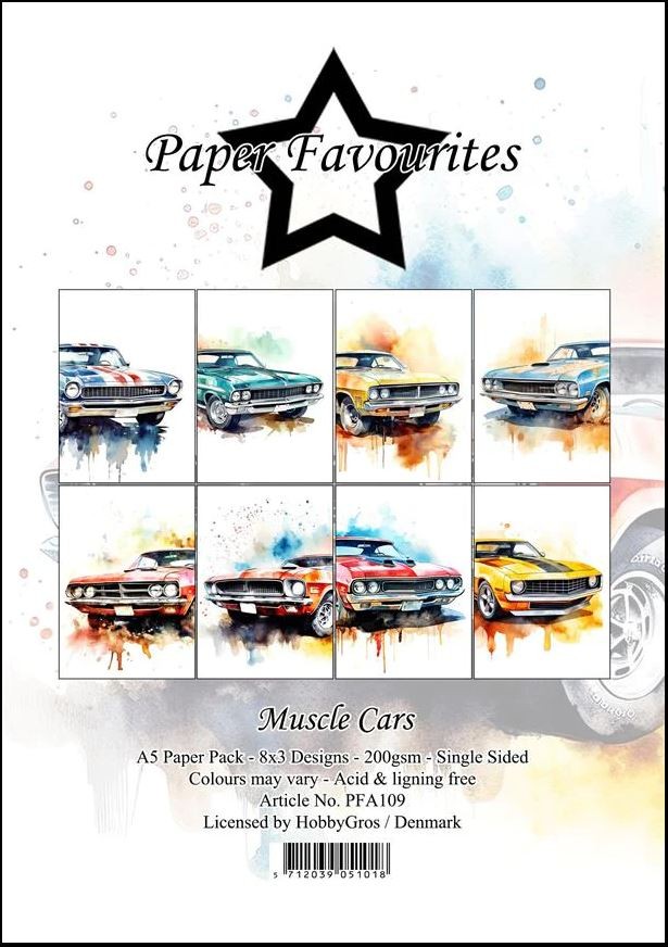 Paper Favourites - A5 Paper Pack - Muscle cars PFA109