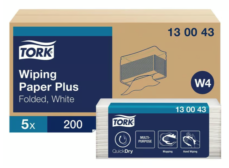 Torkpapper Tork W4 Plus 2-lag vit 324x385mm, 5x200/krt