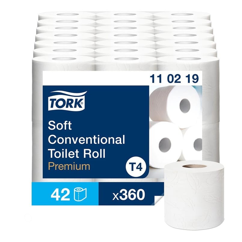 Toalettpapper TORK T4 Premium 2-lag vit 50,4m, 42 rl/bal