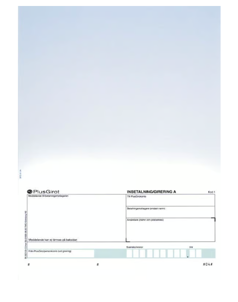 Blankett Laser blå+4'' talong plusgiro 900/FP