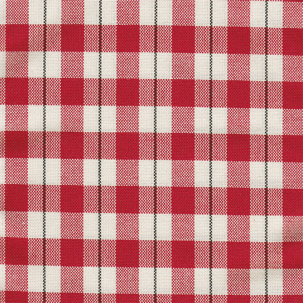 Rutigt möbeltyg i oblekt och rött | Tygaffär | Broarne.se