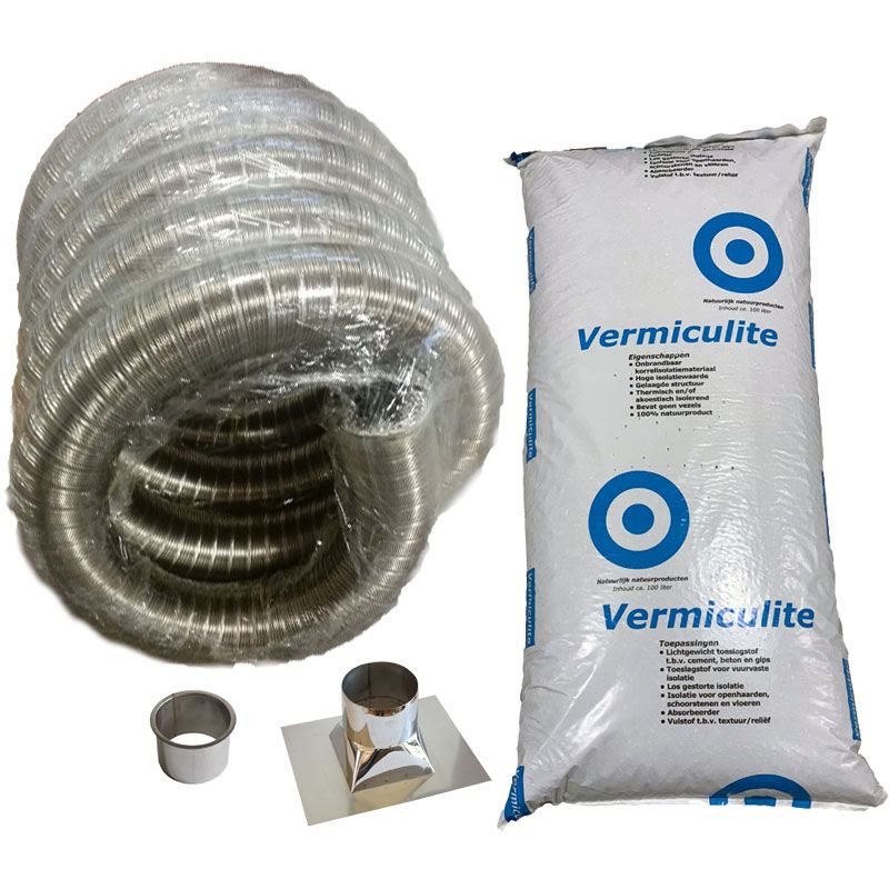 Skorstensrenovering - Paket med skorstensrör och vermikulit