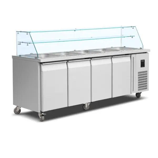 Salladsbar 4 dörrar med glas topp