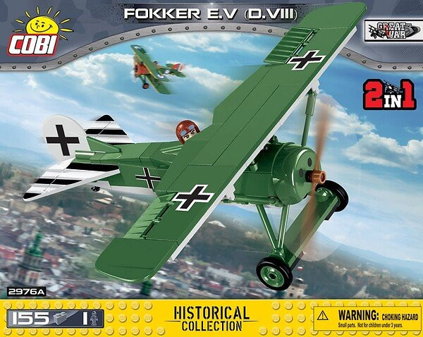 Cobi tyska stridsflygplanet Fokker WW1 i byggmodell