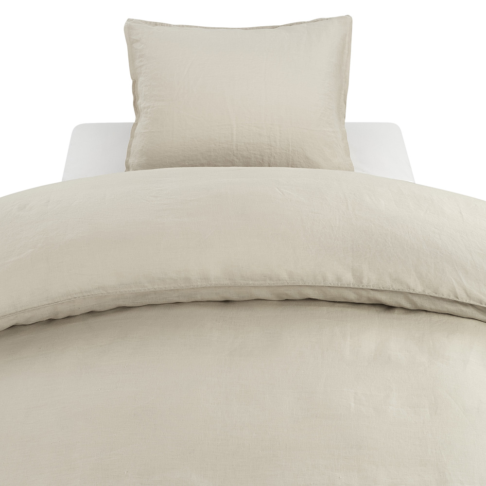 Linne Beige Bäddset Enkeltäcke 150x210 Borganäs of Sweden