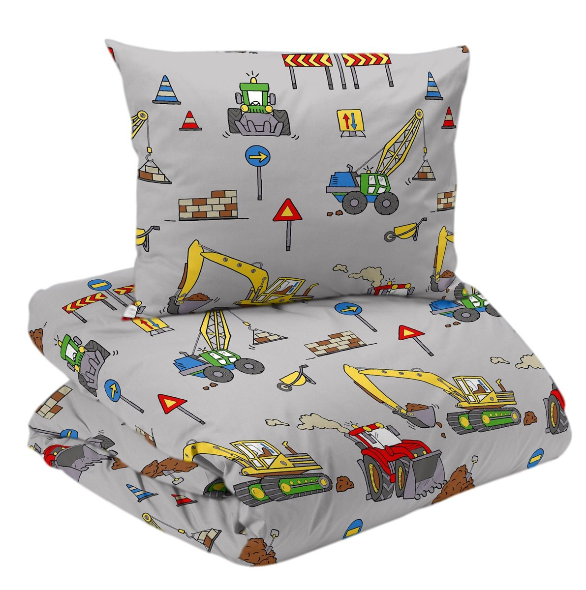 Stora maskiner Påslakan Spjälsäng 100x130 cm grå