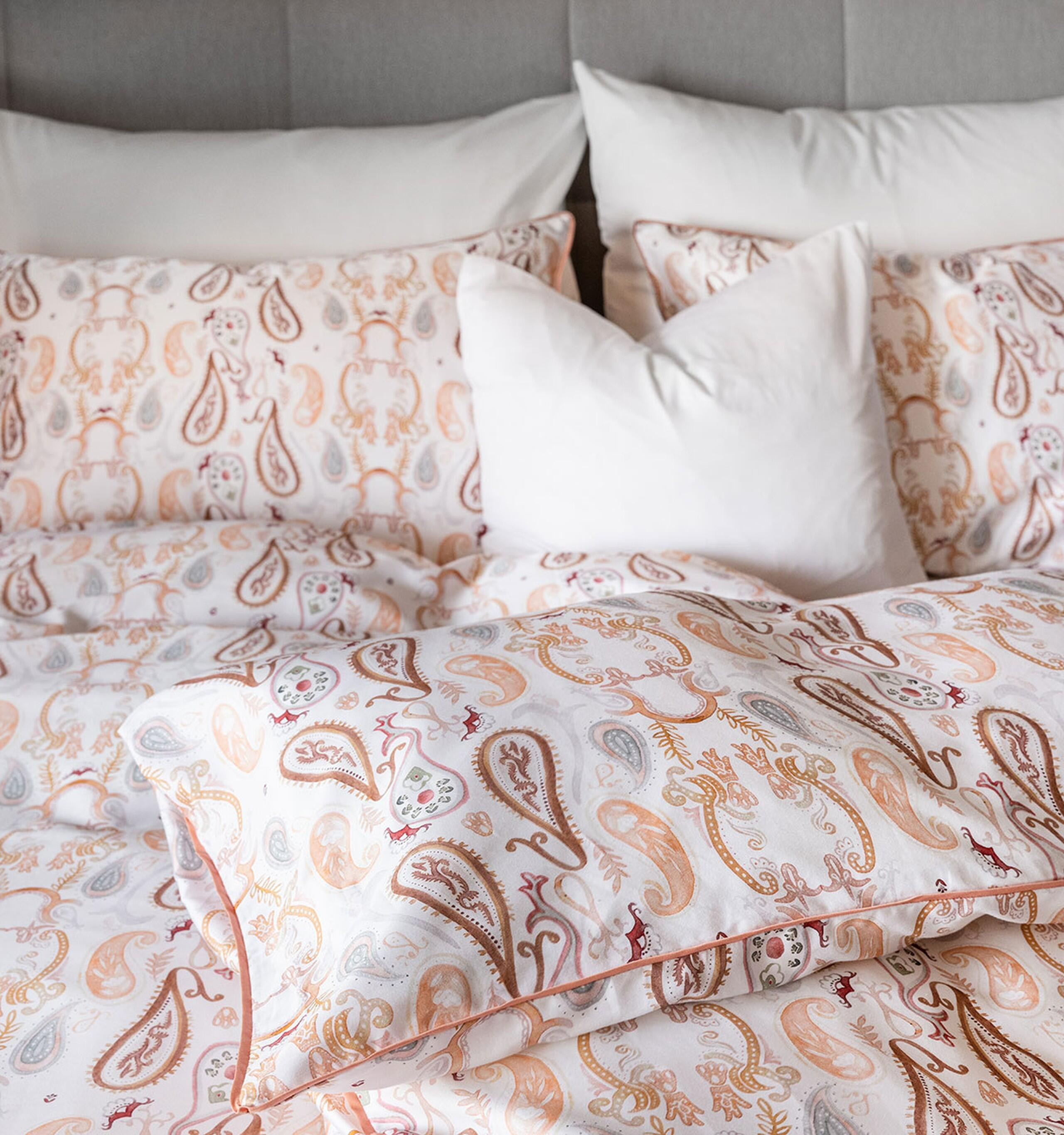 Fabiola Satin Paisley Rosa/Rost Bäddset Dubbeltäcke 230x220 Borås Cotton