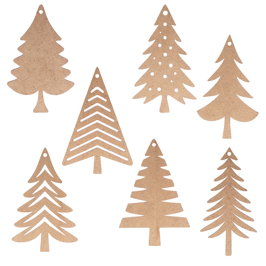 Granar av MDF med hål för upphängning, 7 st 10 cm