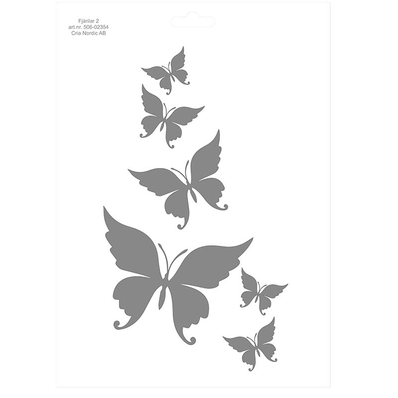 Fjärilar design 2, schablon A4