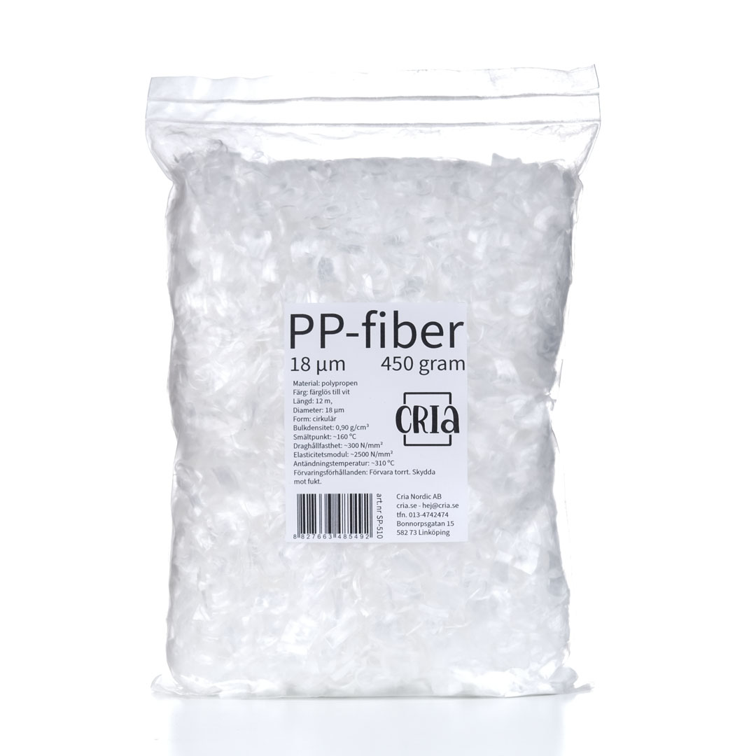 PP-fiber 18 mikrometer, 12 mm, 450 gram