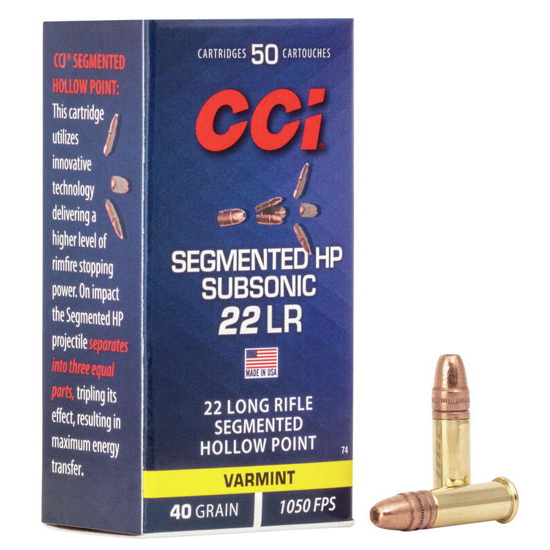 CCI Varmint Ammo 22 LR Segmented HP Subsonic 40gr 50/Box