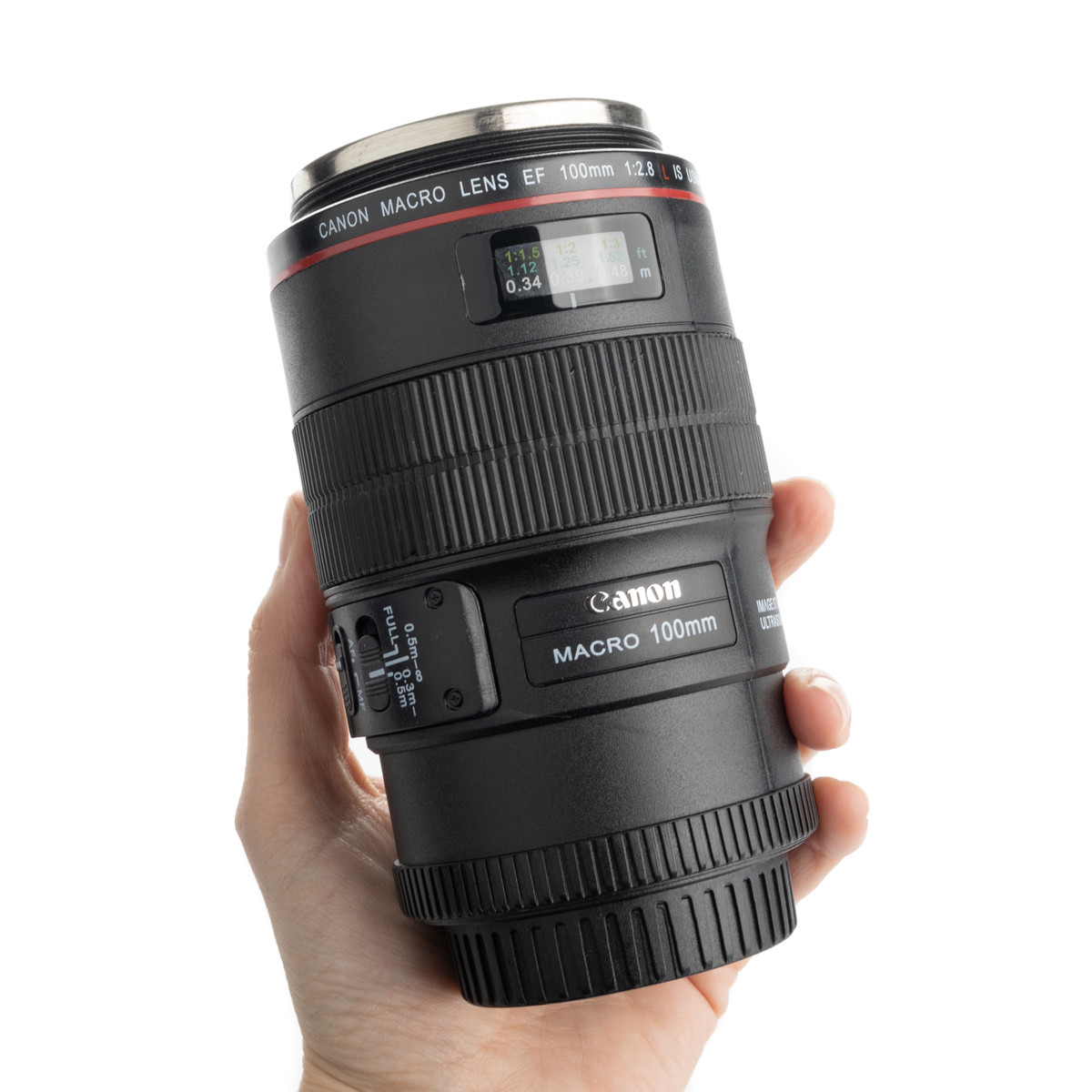 Canon 100 Makro kaffemugg objektivmugg