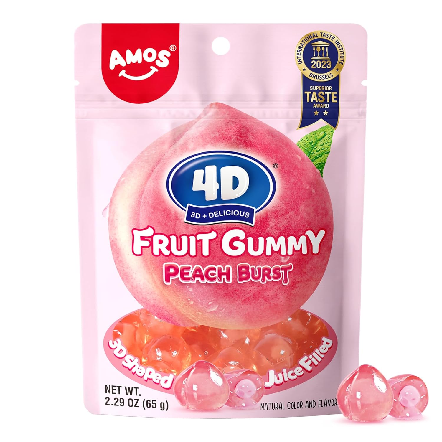 Amos 4D Fruit Gummy Peach Burst 24 x 65g