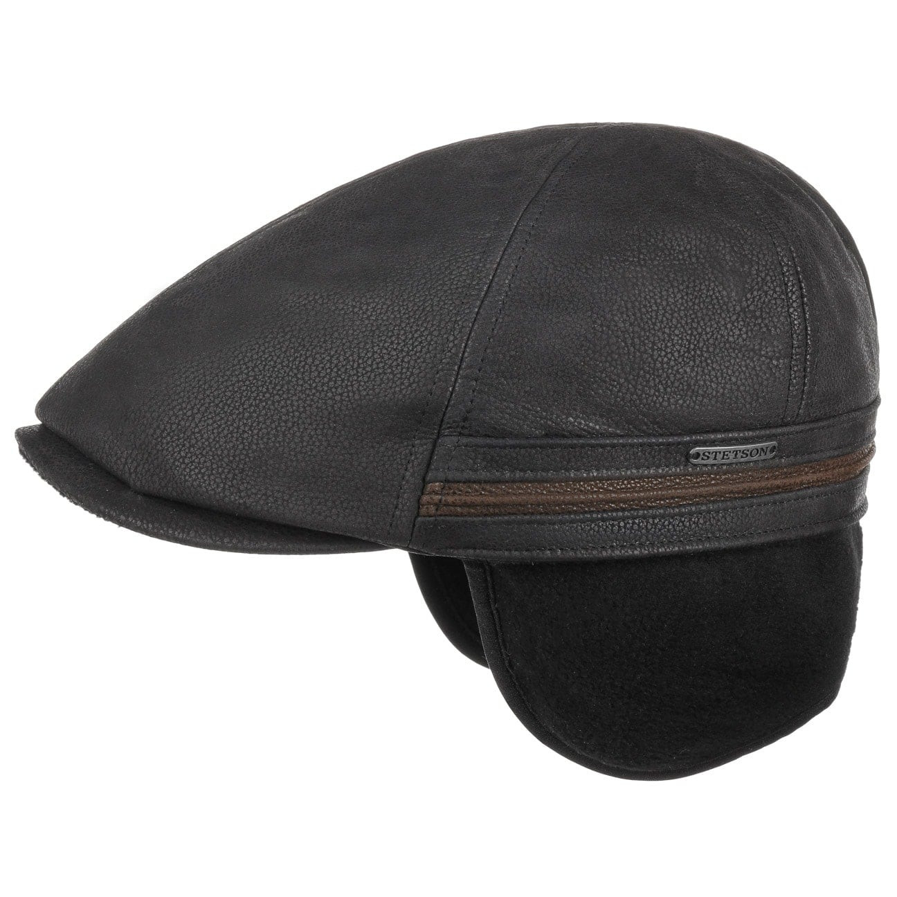 Stetson Duck Cap Leather Black | Läderkeps