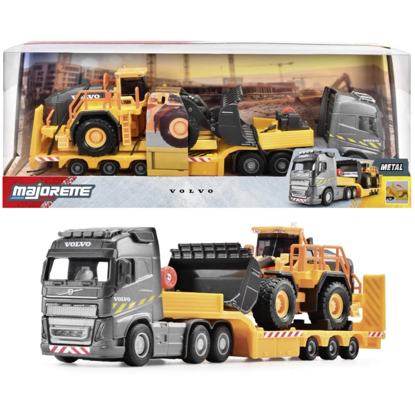 Volvo L350H + FH16 Dragbil med Trailer - Majorette - 35 cm