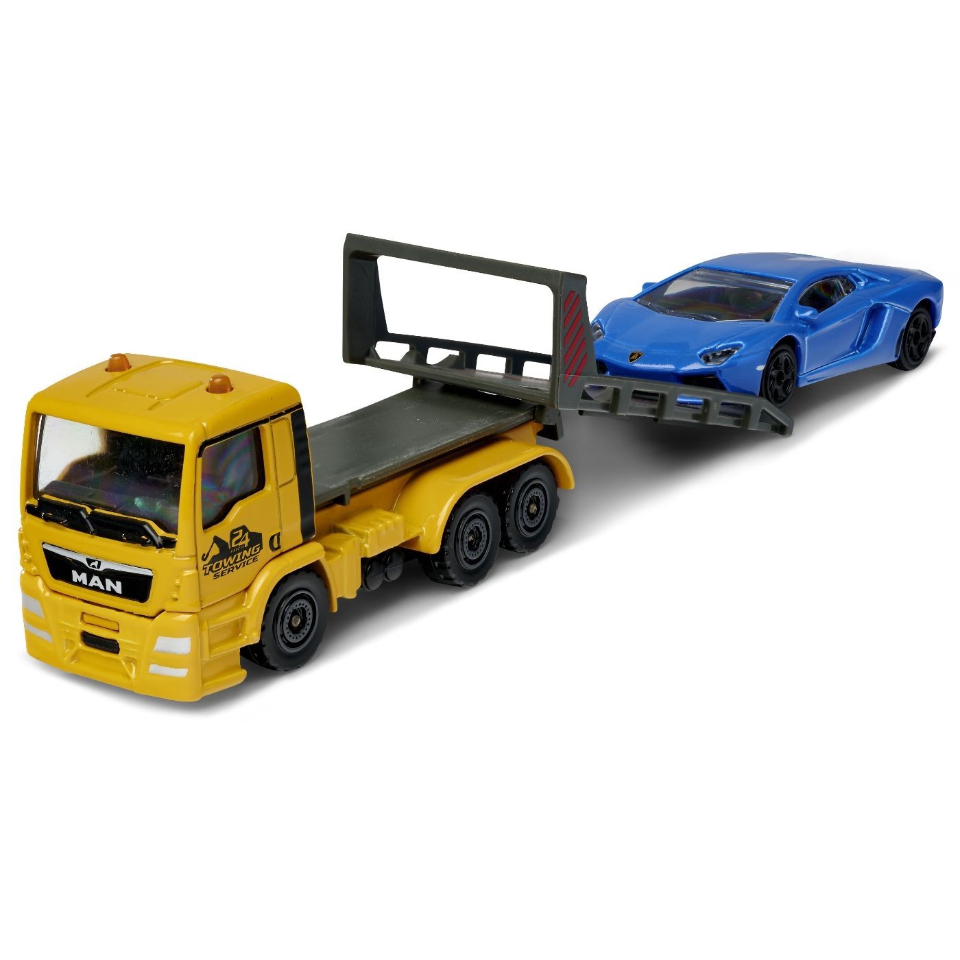 Fynd - MAN TGS bärgningsbil med Lamborghini - Trailer - Majorette