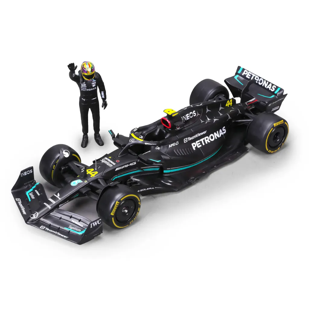 Mercedes W14 - Bil och Lewis samlarfigur - Bburago - 1:24