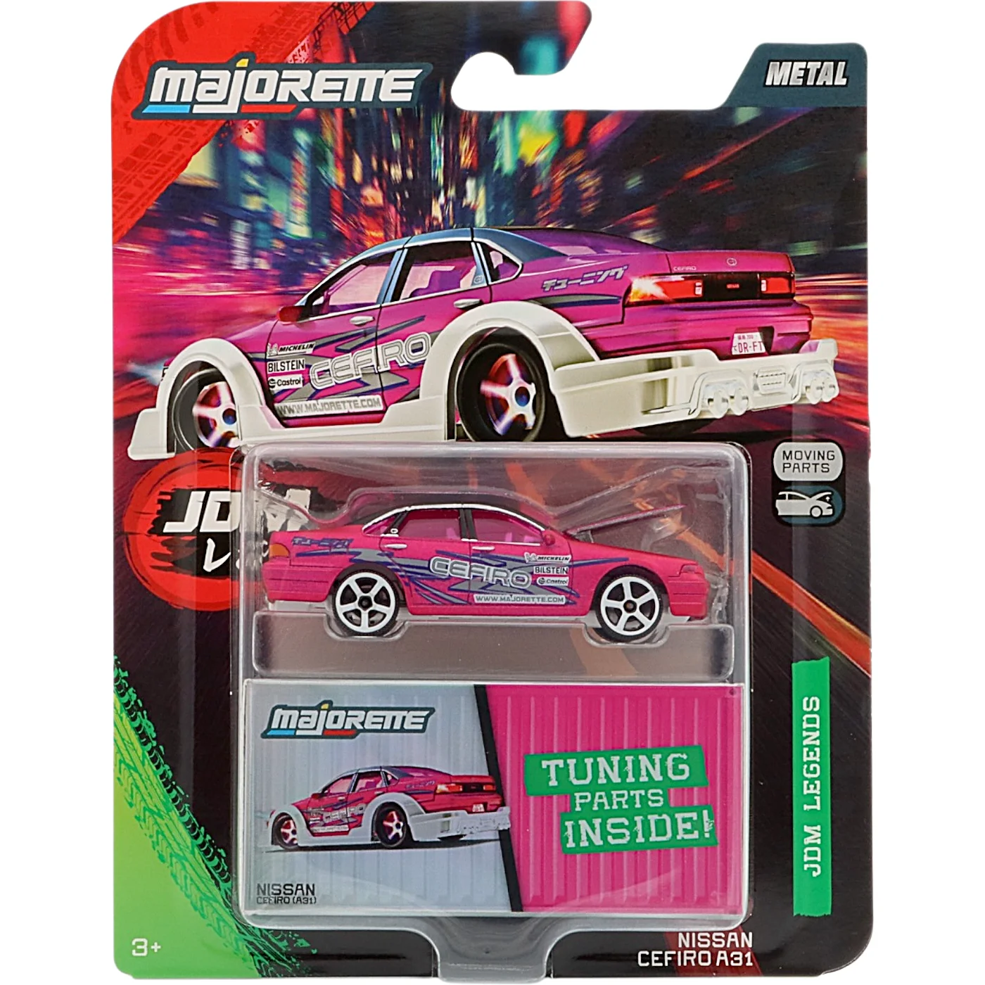 Nissan Cefiro A31 - Rosa - JDM Legends Deluxe - Majorette - 7 cm